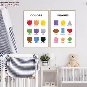 Shapes Printable, Nursery Poster, Colors Educational Print, Teaching ...