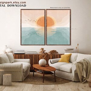 Ocean Waves Print, Boho Beach Print, Ocean Wall Art, Modern Ocean ...