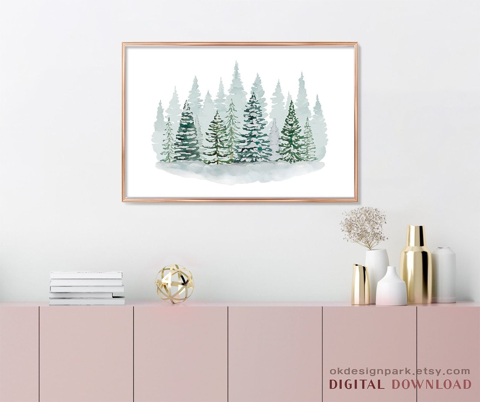Christmas Printable Winter Prints Winter Trees Print - Etsy