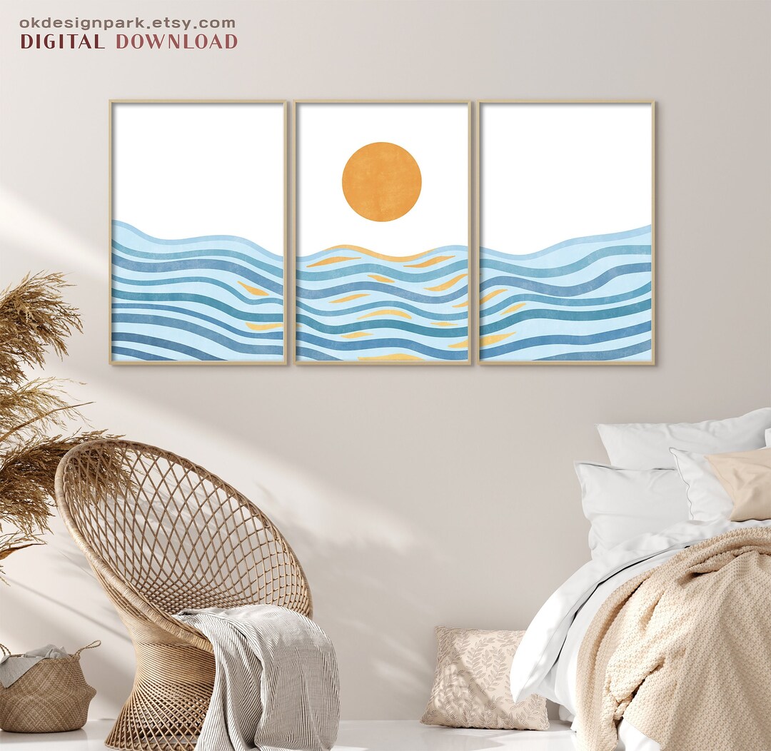 Ocean Wall Art 3 Set, Ocean Print, Beach Print, Wave Print, Ocean Art ...