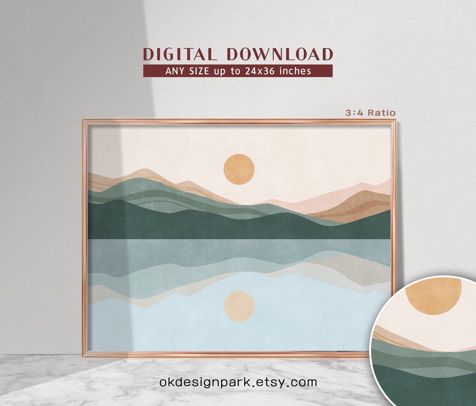 Abstract Mountain Sunset Print Landscape Print Boho Modern - Etsy