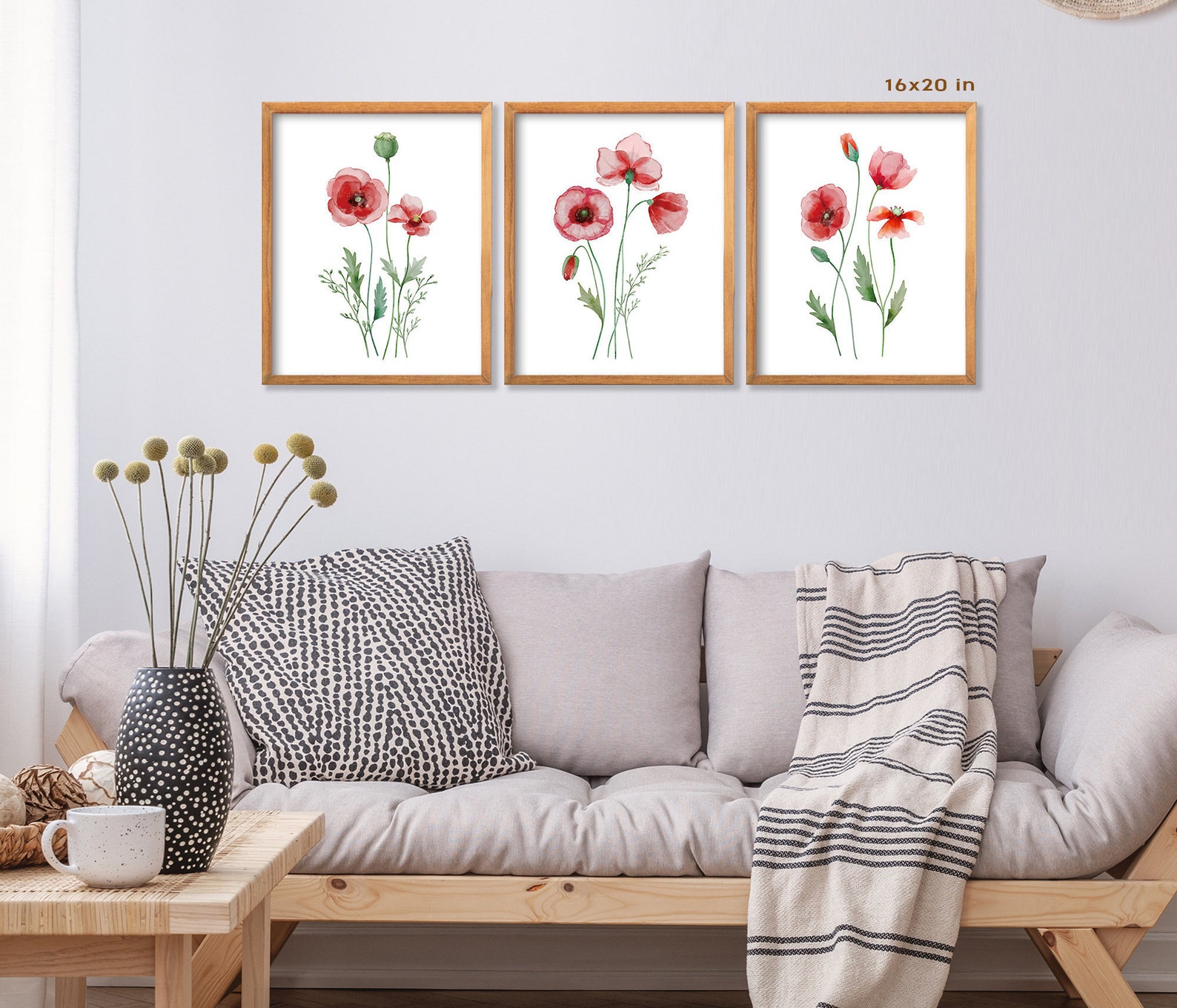 Red Poppy Watercolor Poppy Print Set of 3 Prints Flowers - Etsy