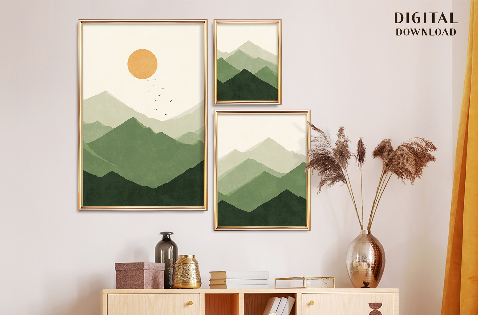 Abstract Landscape Abstract Mountain Print Set of 3 Mountain | Etsy