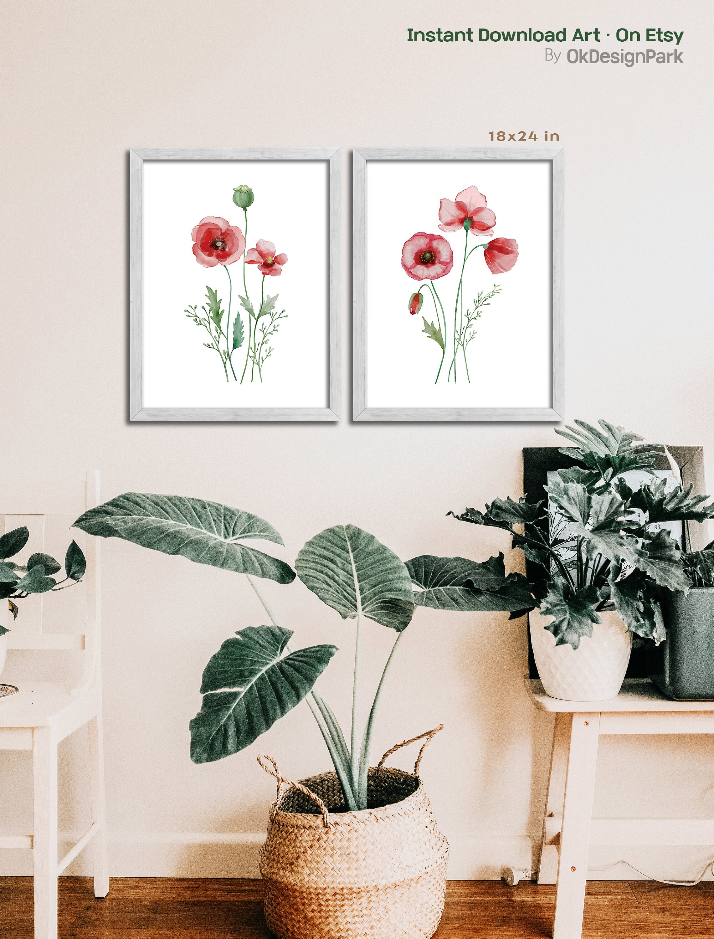 Red Poppy Watercolor Poppy Print Set of 3 Prints Flowers - Etsy