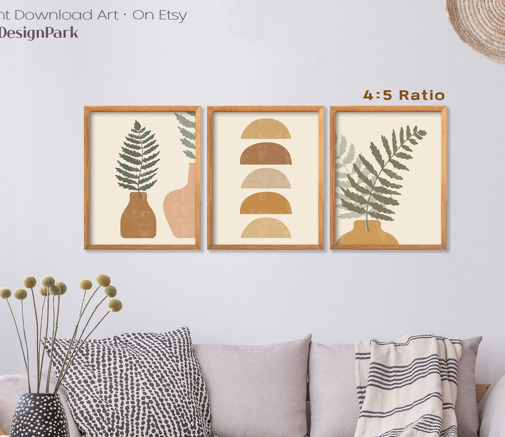 Abstract Plant Art Terracotta Pot Wall Art Clay Pottery | Etsy