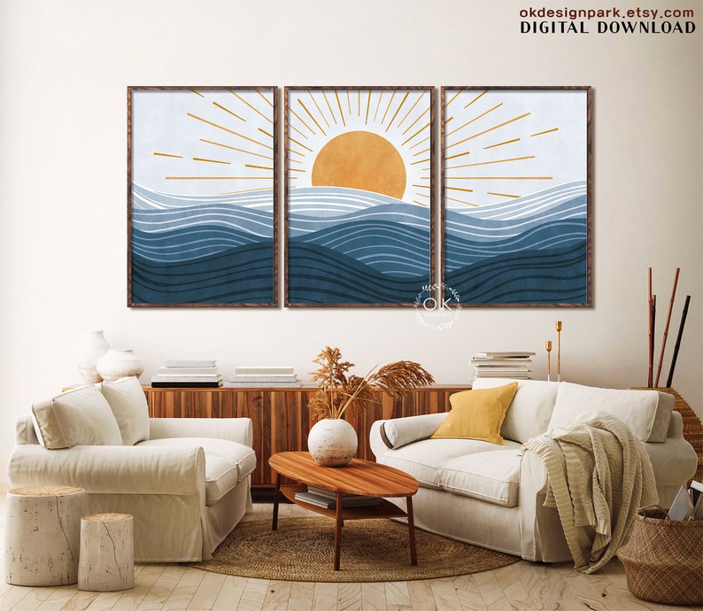 Boho Beach Print Ocean Wall Art Modern Ocean Prints Ocean - Etsy