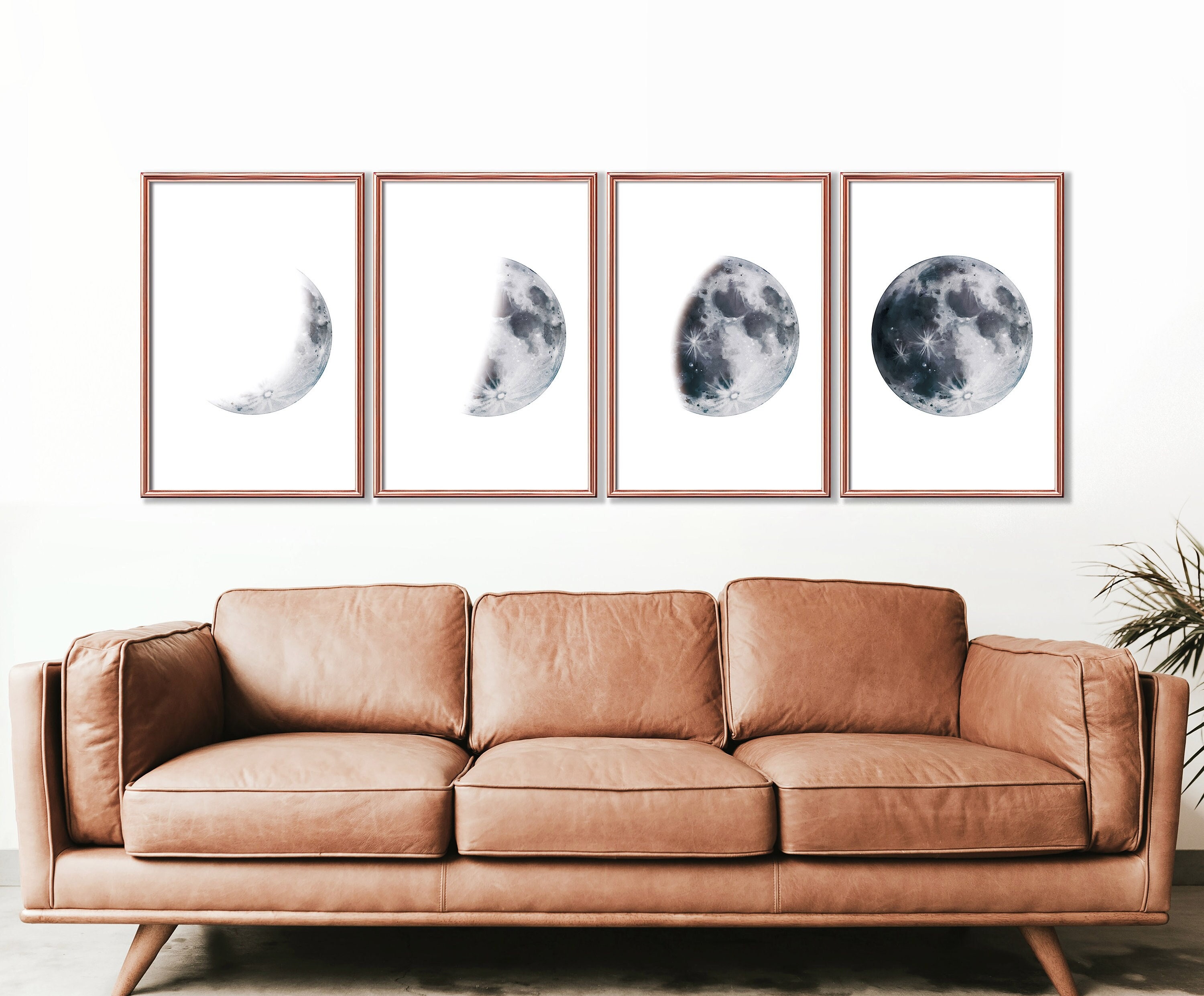 Moon Wall Art Living Room Gallery Moon Phase Print Set of 4 - Etsy