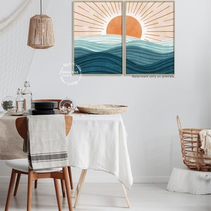 Modern Ocean Prints Beach House Decor Ocean Wall Art Boho - Etsy