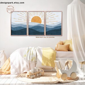 Boho Beach Print, Ocean Wall Art, Modern Ocean Prints, Ocean Waves ...