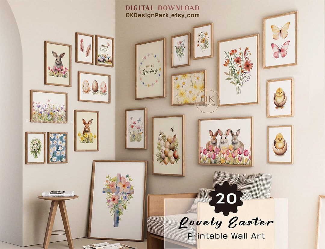 20 Easter Printable Wall Art Mega Bundle, Easter Digital Art, Easter ...