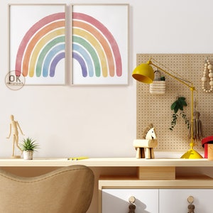 Watercolor Rainbow Print Set, Watercolor Rainbow Wall Art, Rainbow Art ...