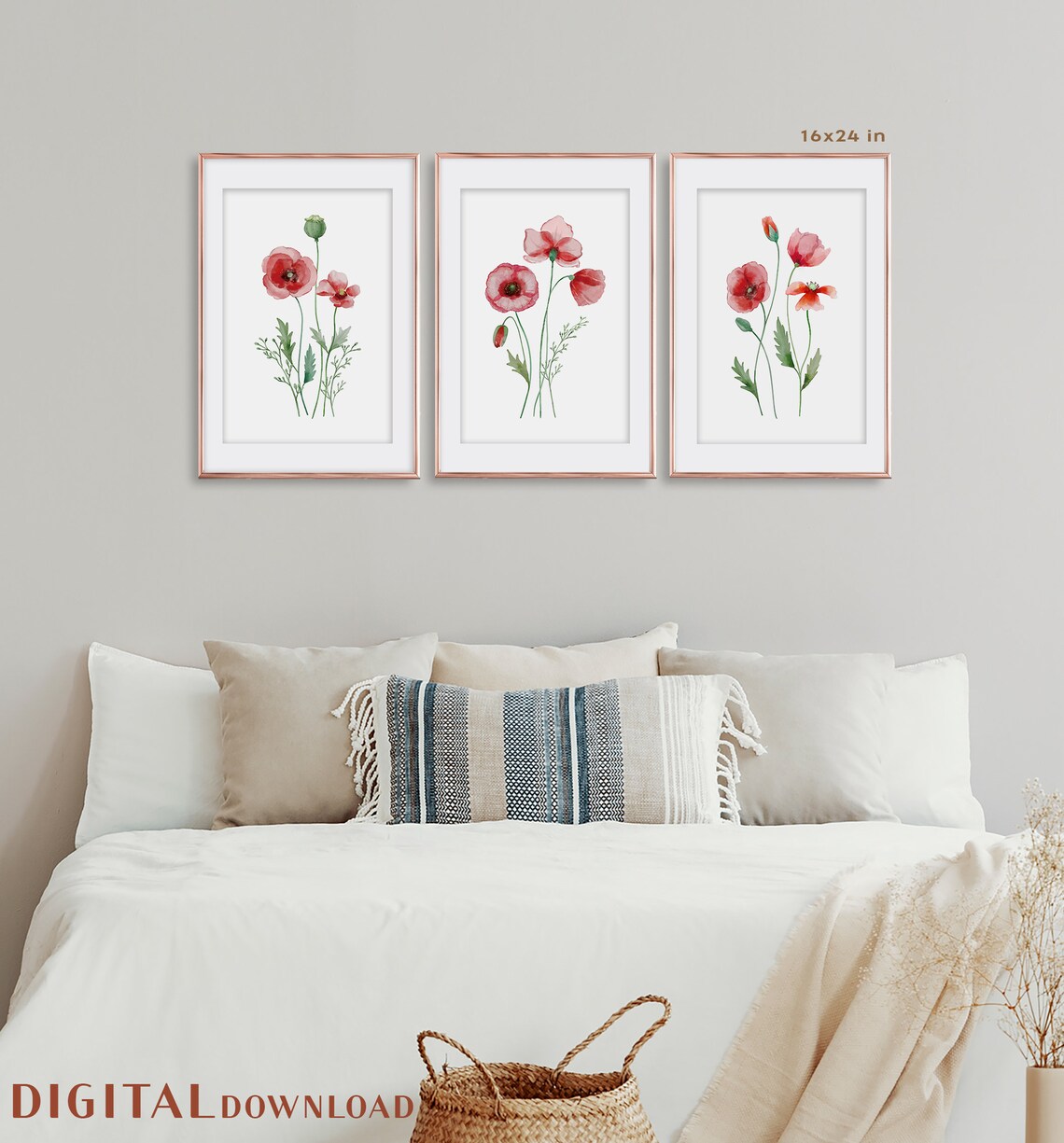 Red Poppy Watercolor Poppy Print Set of 3 Prints Flowers - Etsy