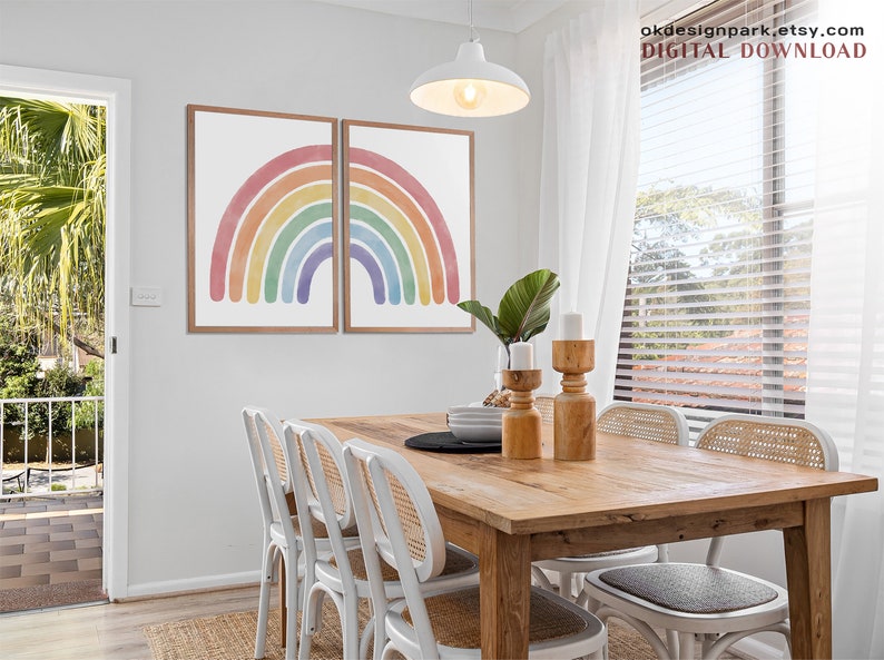 Watercolor Rainbow Print Set Watercolor Rainbow Wall Art | Etsy