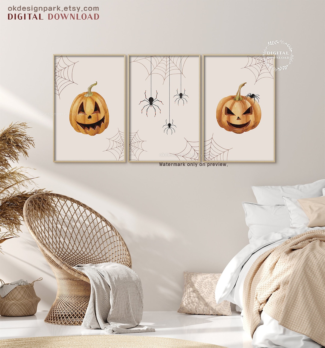 Halloween Decor Print, Halloween Printable Wall Art, Set of 3 Kids ...