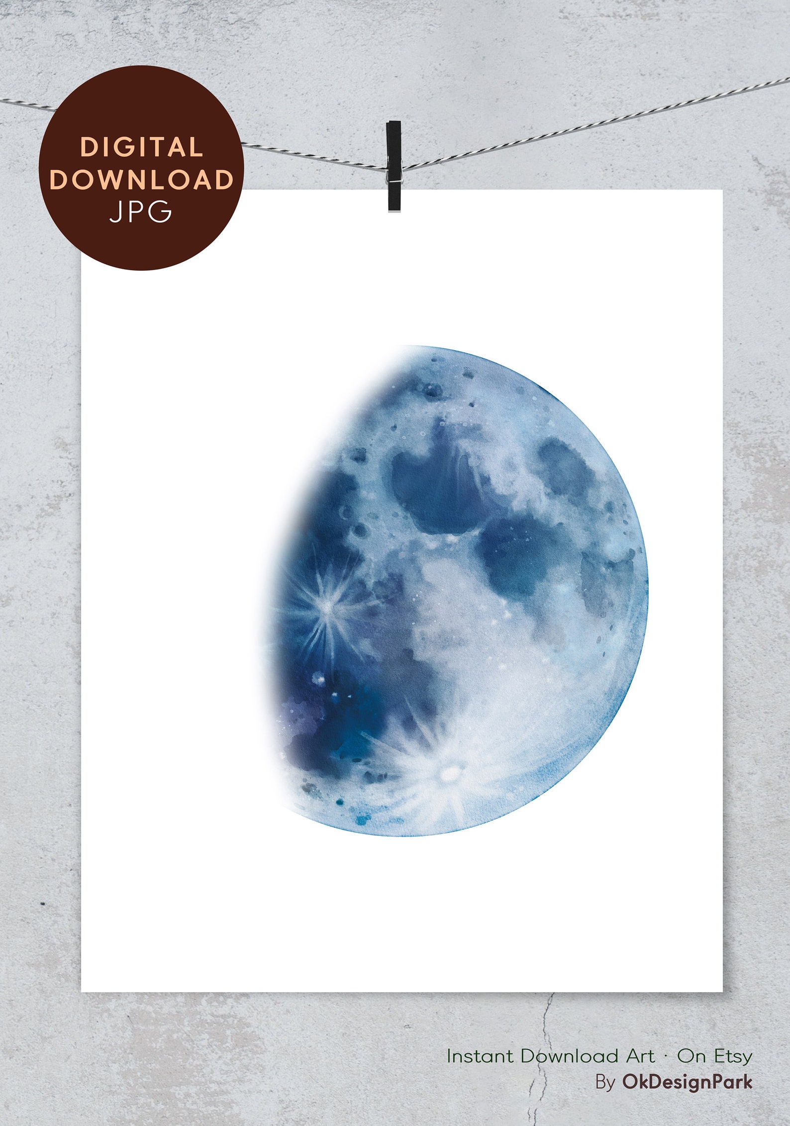 Set of 4 Blue Moon Phases Print Instant Art Gallery Wall | Etsy