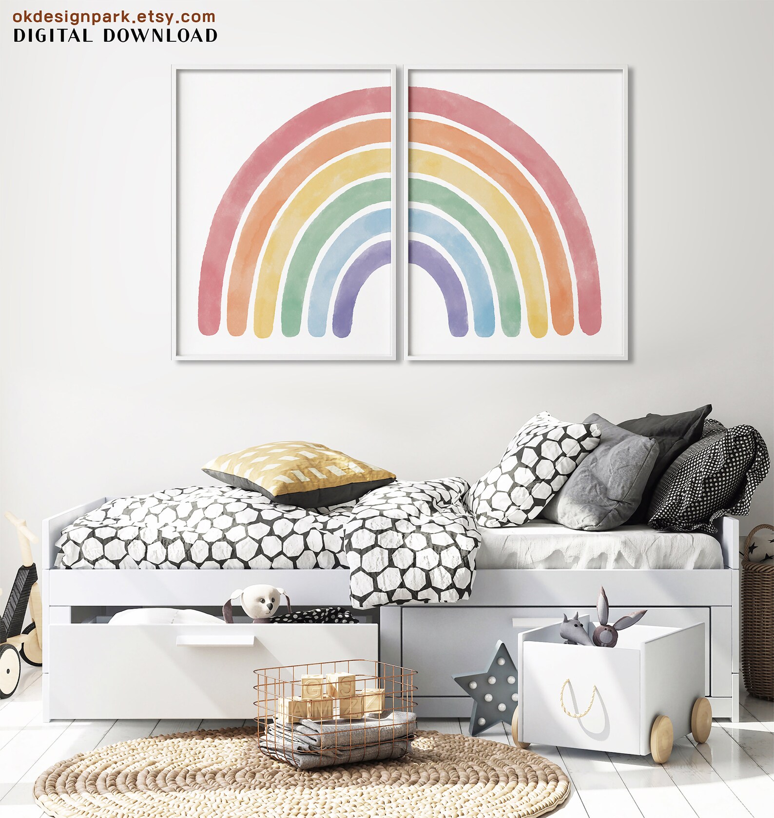 Watercolor Rainbow Print Set Watercolor Rainbow Wall Art | Etsy