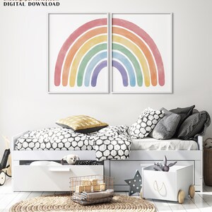 Watercolor Rainbow Print Set Watercolor Rainbow Wall Art | Etsy
