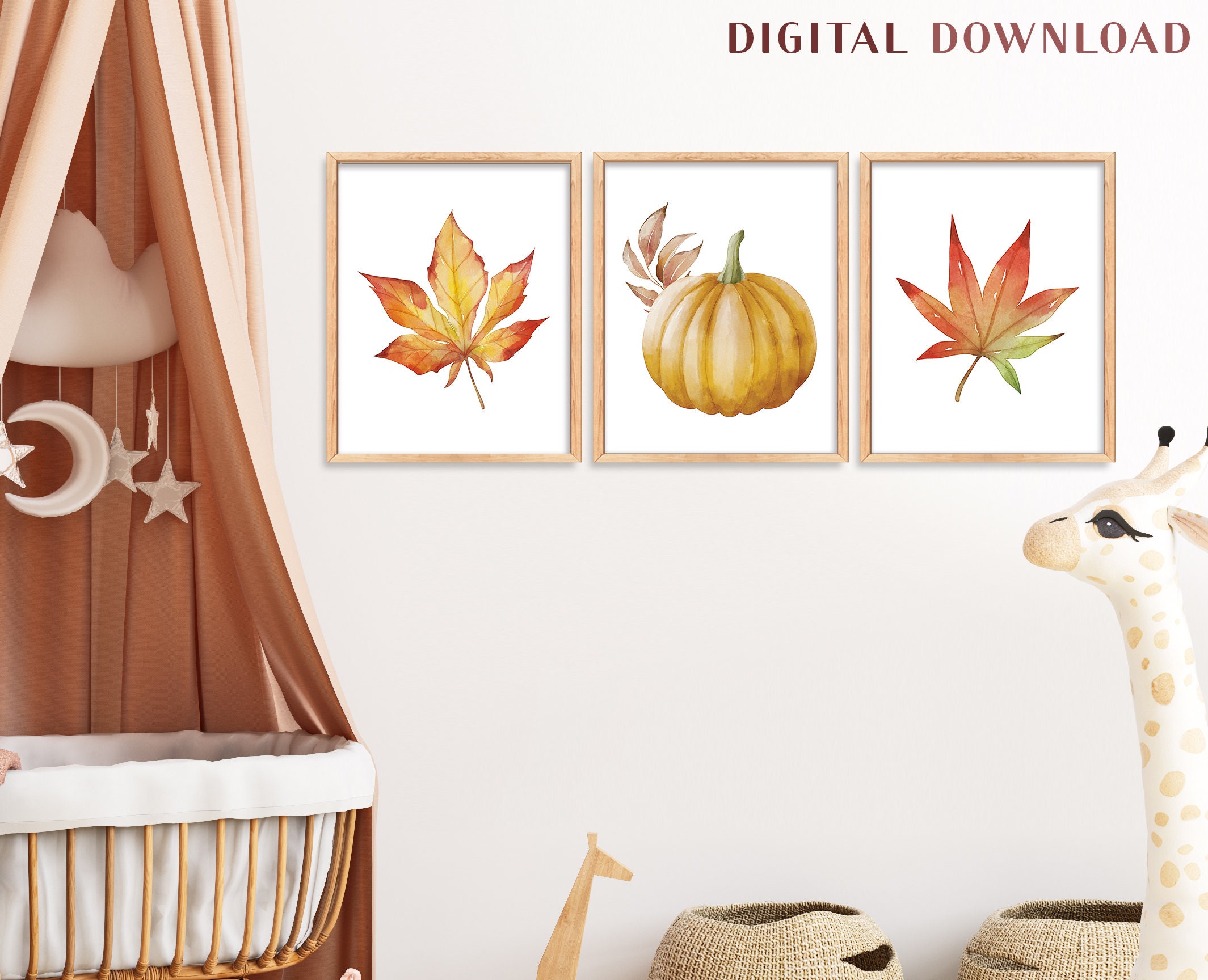 Fall Thanksgiving Decor Watercolor Pumpkin Print Fall | Etsy