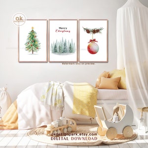 Christmas Prints, Gallery Wall Art Set, Christmas Printable Wall Art ...