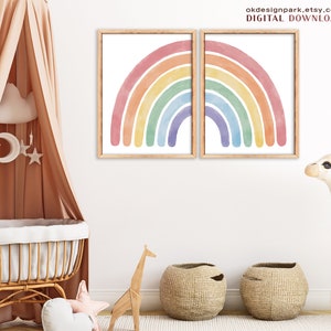 Watercolor Rainbow Print Set Watercolor Rainbow Wall Art | Etsy