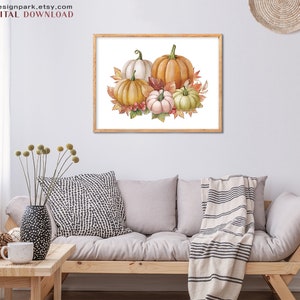 Fall Art Watercolor Pumpkin, Fall Wall Decor, Fall Wall Art, Set of 3 ...