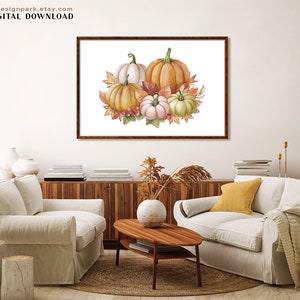 Fall Art Watercolor Pumpkin, Fall Wall Decor, Fall Wall Art, Set of 3 ...