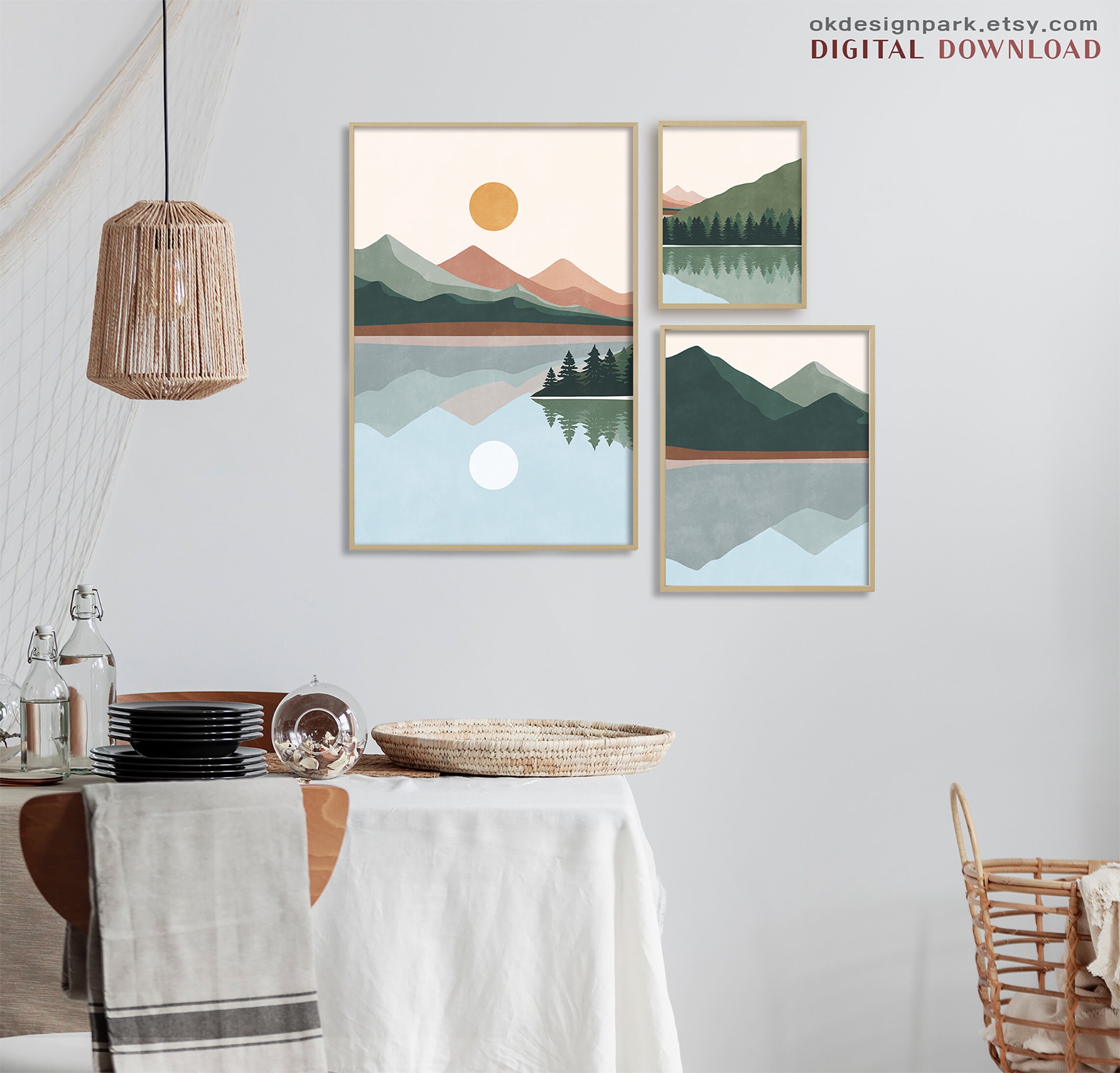 Boho Wall Decor Boho Home Decor Set of 3 Prints Printable | Etsy