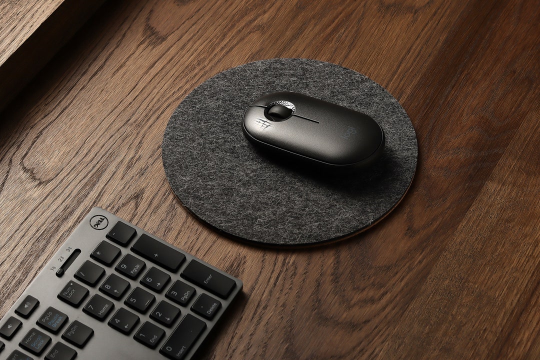Round Mouse Pad,100% Merino Wool Felt,cork,dark Grey,non-slip,desk ...