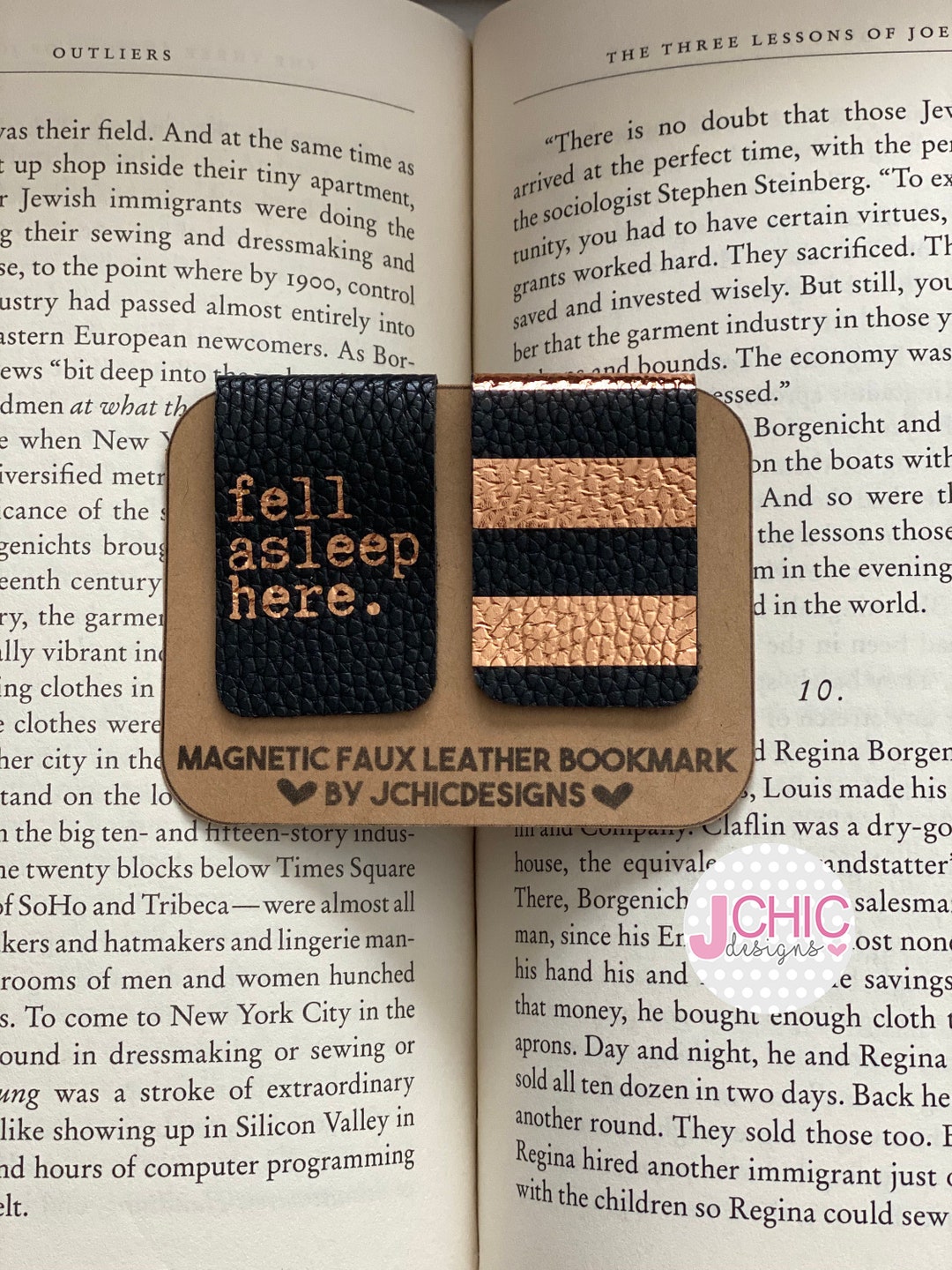 Set of 2 Magnetic Bookmarks | Fell Asleep Here + Pattern of Choice ...