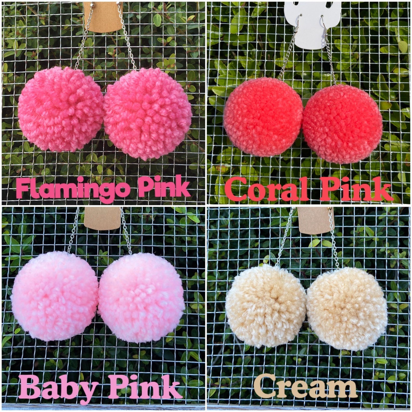 Pom Pom Earrings Boho Earrings Yarn Earrings Mini Pom Poms - Etsy