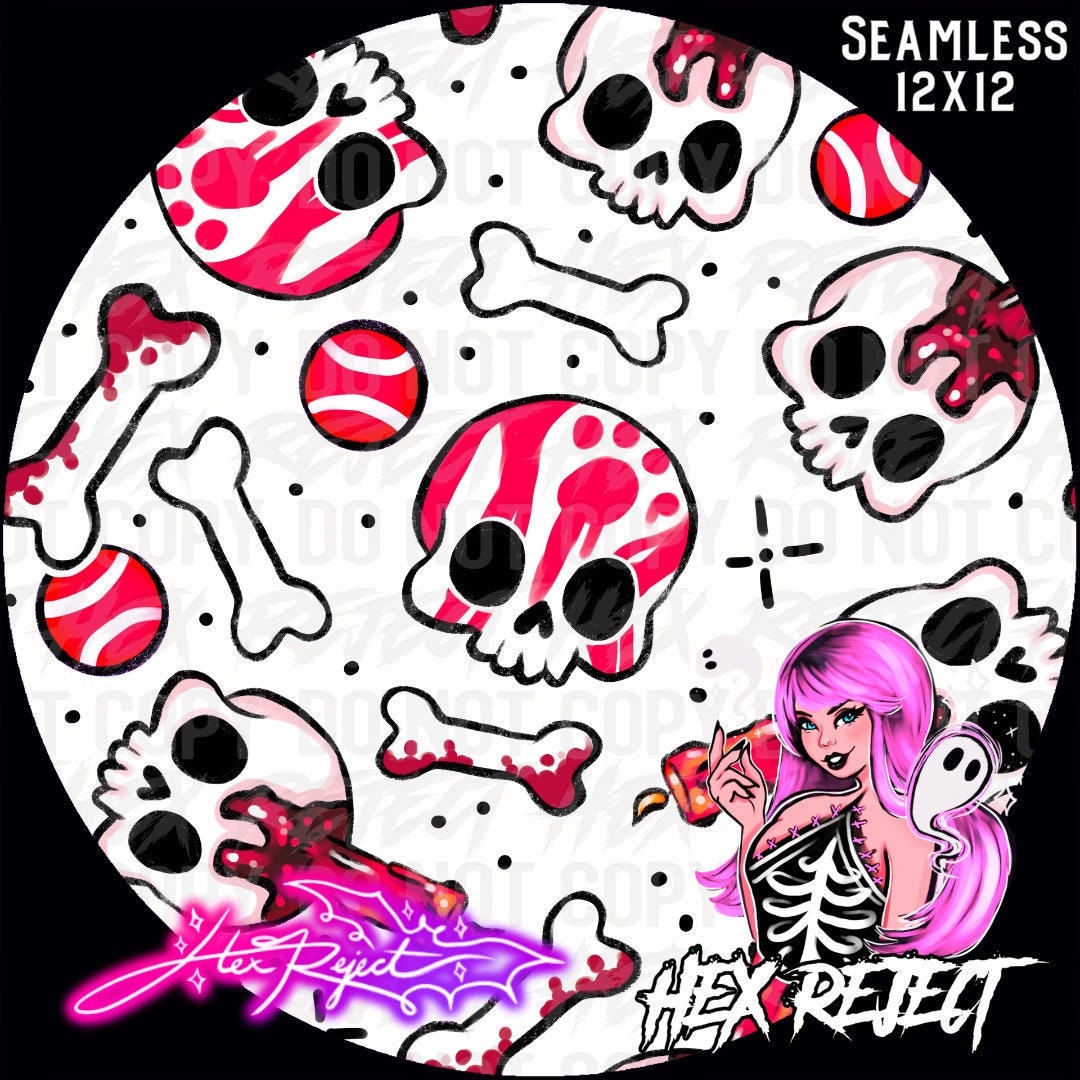 Skull Bones Mythical Creature Coord || Seamless File || Digital Design ...