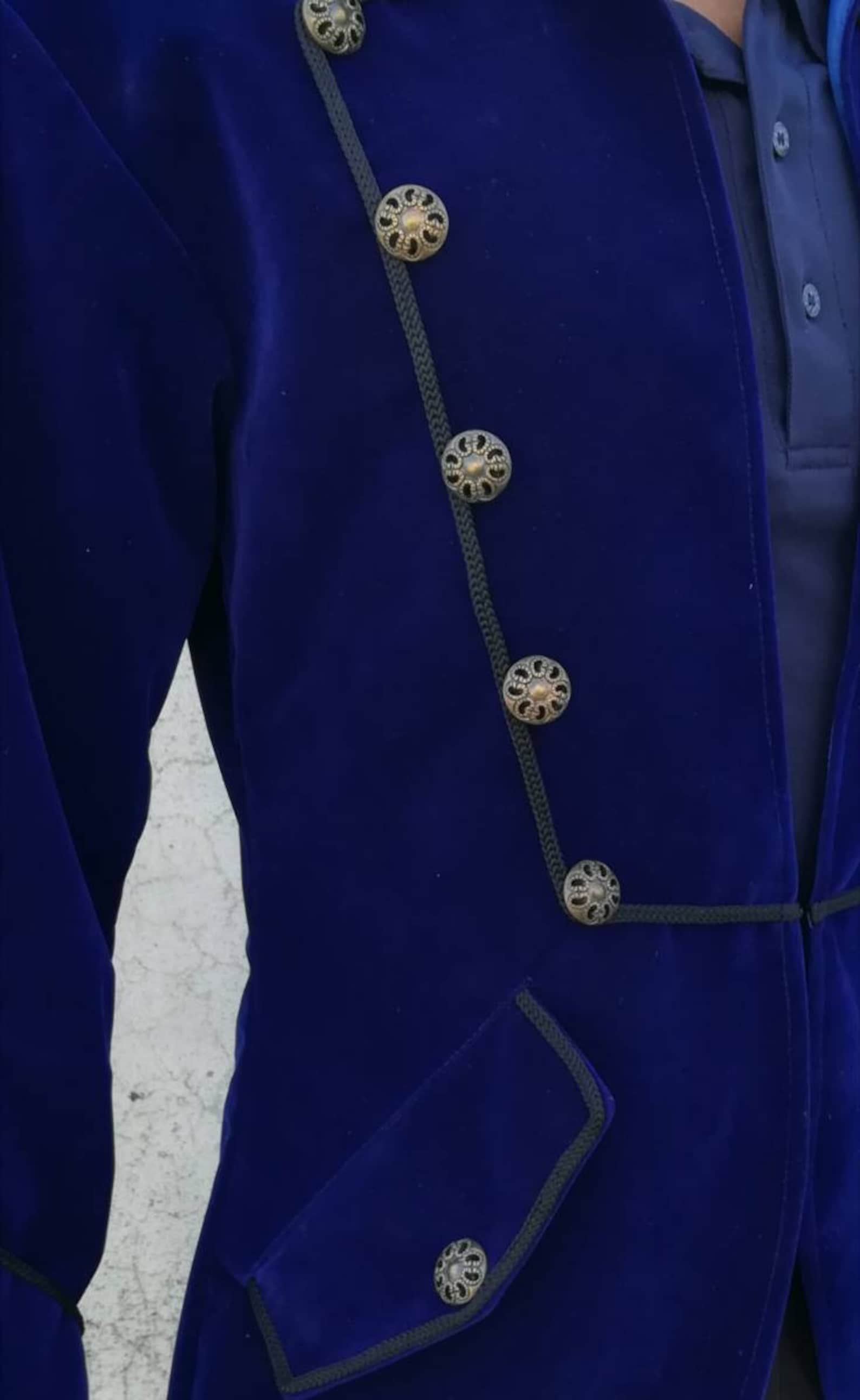 Blue Tailcoat Men's Steampunk Tailcoat Jacket Velvet - Etsy