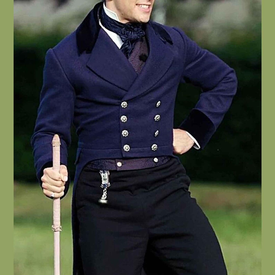 Men's Blue Wool Military Tailcoat, Men's Tailcoat Jacket With Breeches, Regency Tailcoat, Men's ...