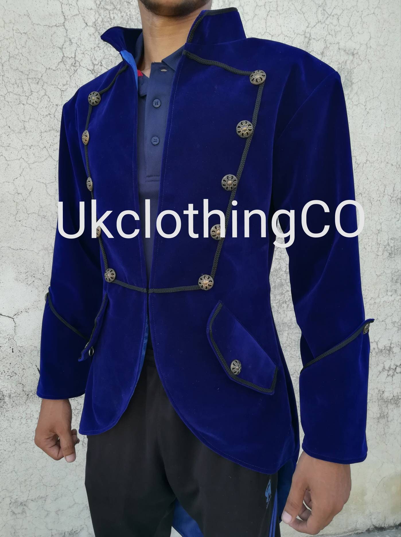 Blue Tailcoat Men's Steampunk Tailcoat Jacket Velvet - Etsy