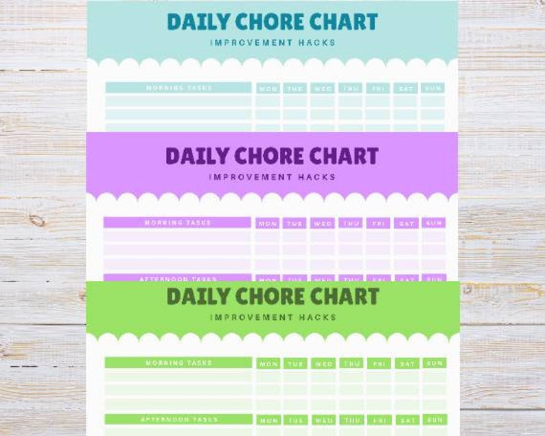 Daily Chore Chart, Chore Chart, Weekly Chore Chart, Family Chore Chart ...
