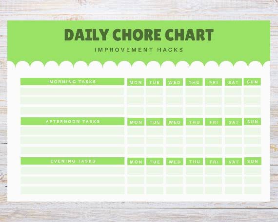 Daily Chore Chart, Chore Chart, Weekly Chore Chart, Family Chore Chart ...