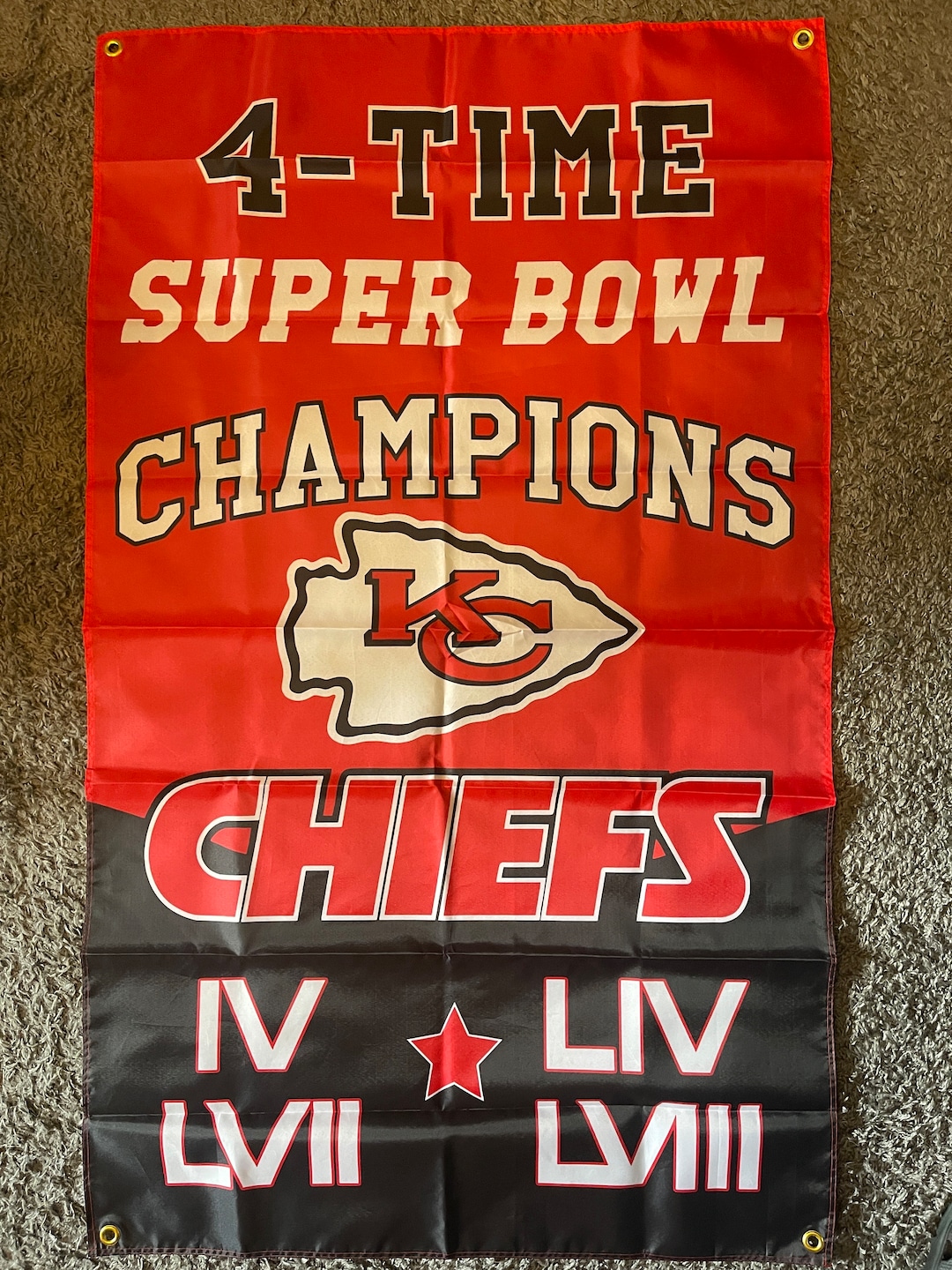 Kansas City Chiefs 4X Super Bowl Champions Flag Banner - Etsy