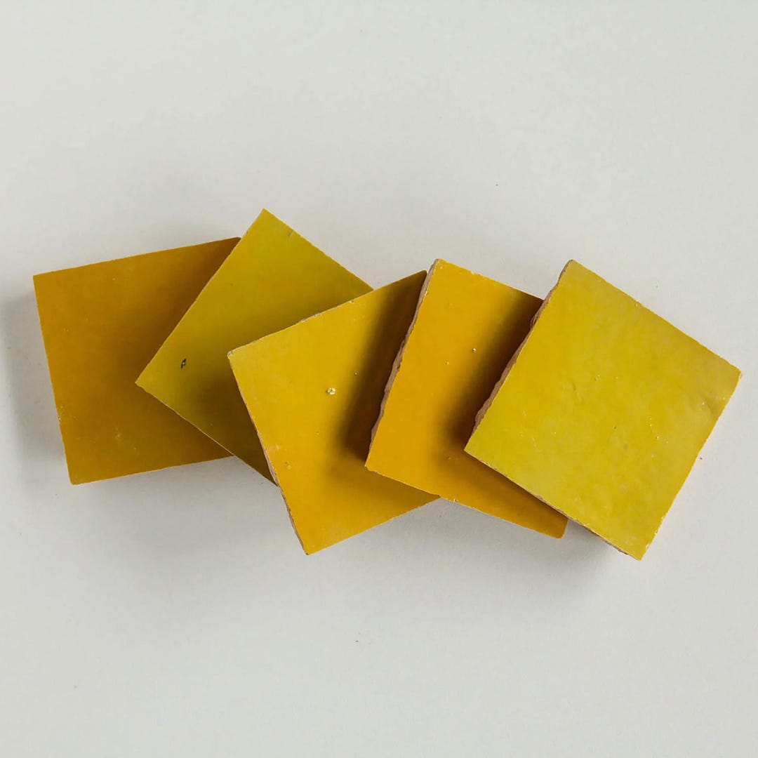 Authentic Zellige Tiles Handmade - Mustard Yellow 4x4 in | 10x10 Cm - Etsy