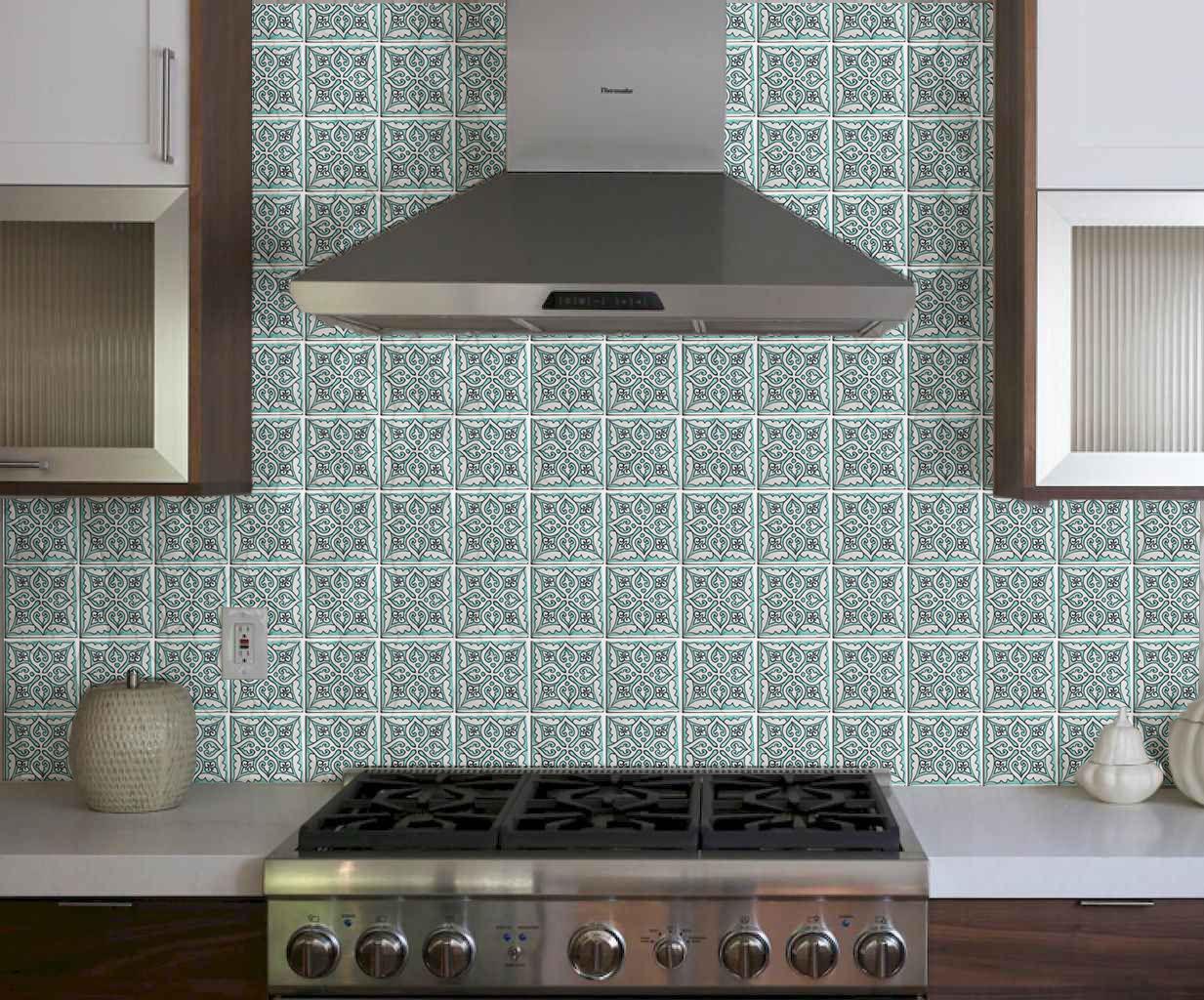 4x4 Turquoise Backsplash Tiles, Kitchen Square Back Splash Zellij, 100% ...
