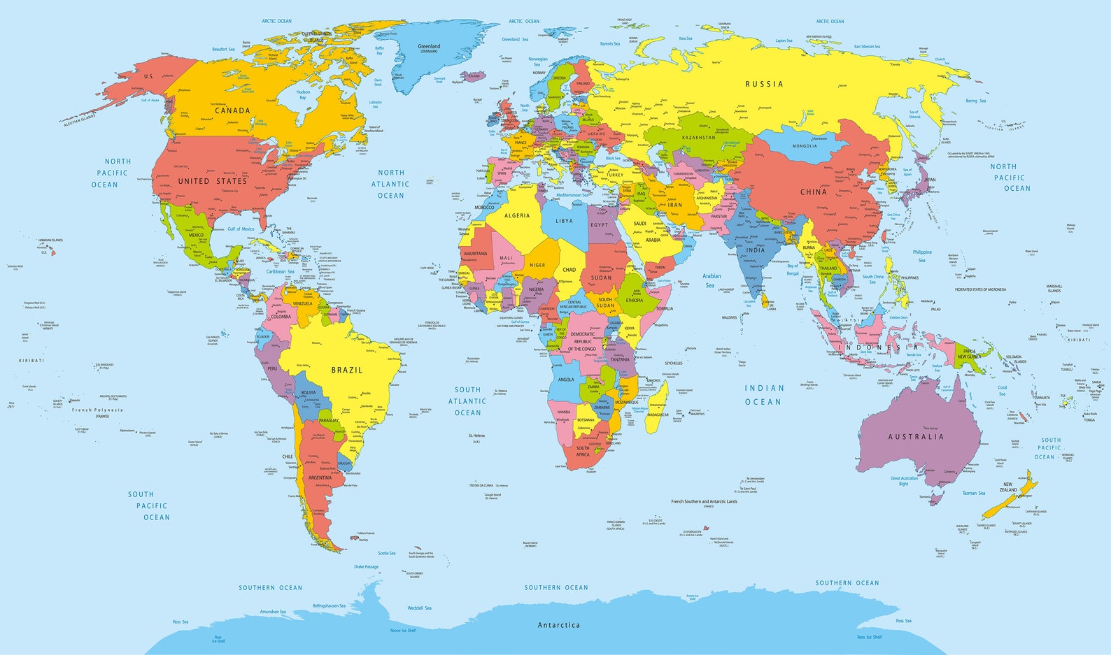 Map Of The World Detailed Large Poster For Home Or Office A2 Etsy