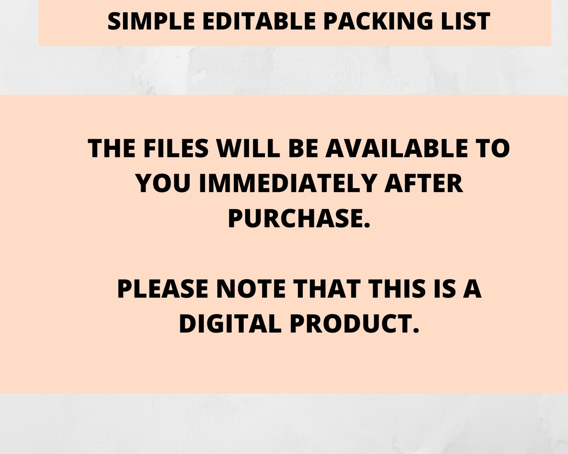 Editable Simple Packing List. Two Pages Editable Digital Packing List ...