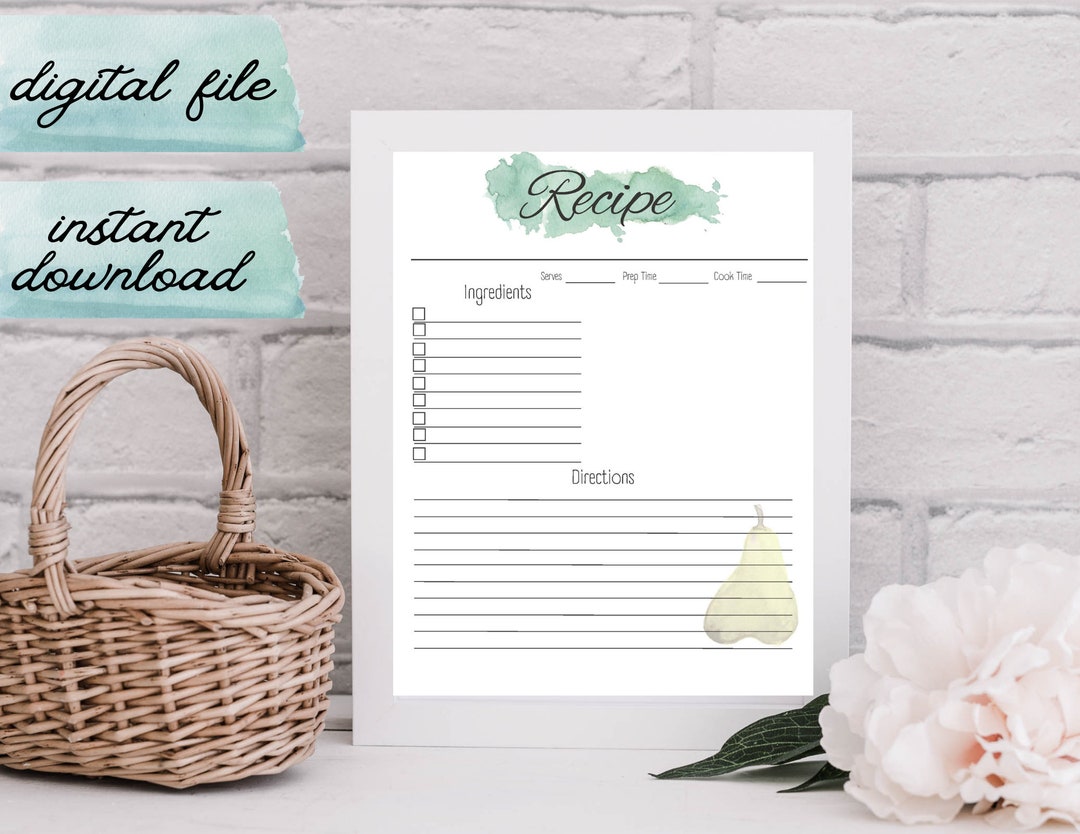 Editable Recipe Template, Recipe Sheet Template, Editable Recipe Card ...