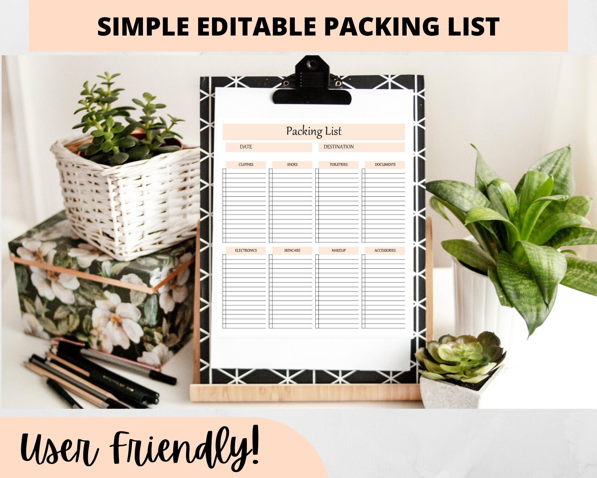Editable Simple Packing List. Two Pages Editable Digital Packing List ...