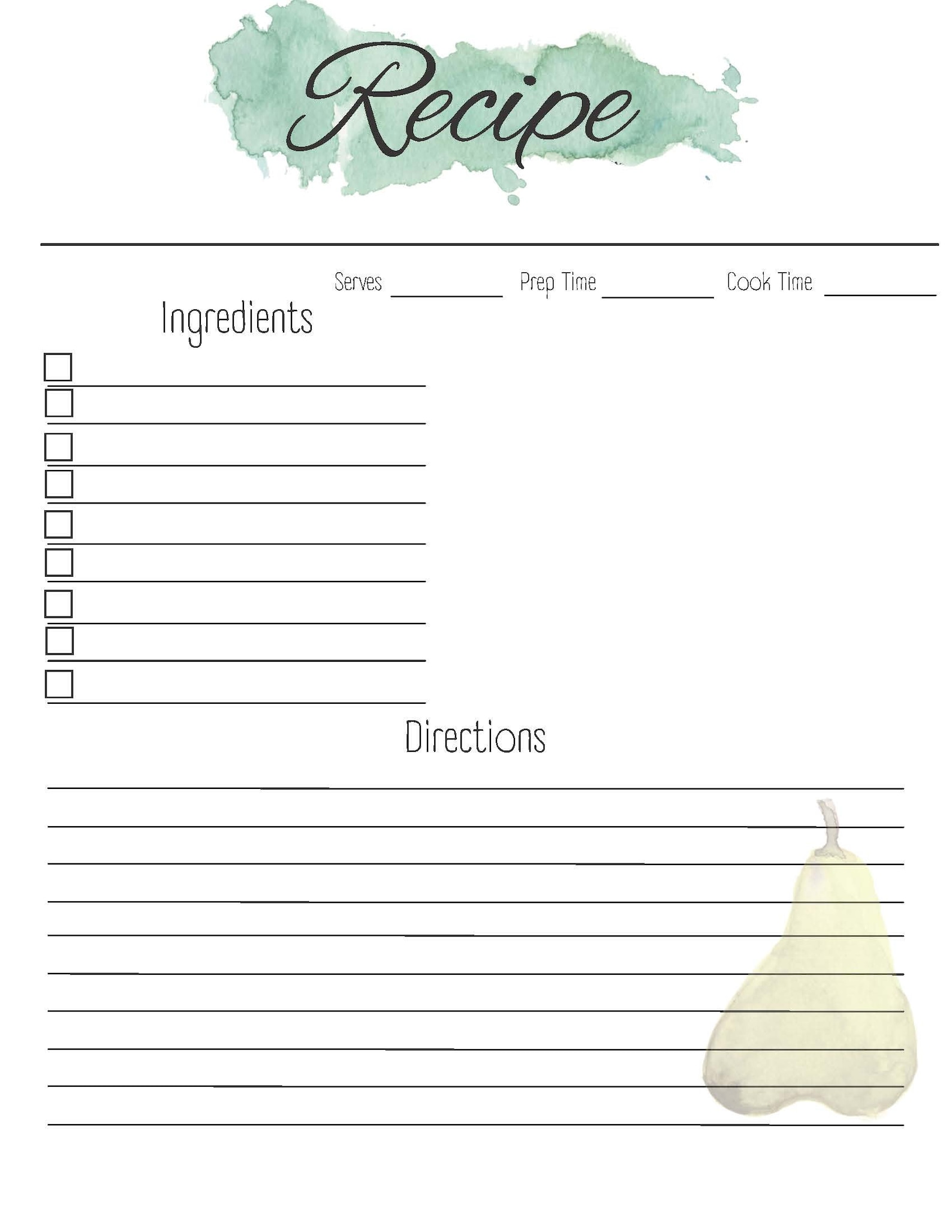 Editable Recipe Template, Recipe Sheet Template, Editable Recipe Card ...