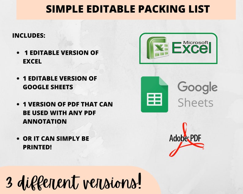 Editable Simple Packing List. Two Pages Editable Digital Packing List ...