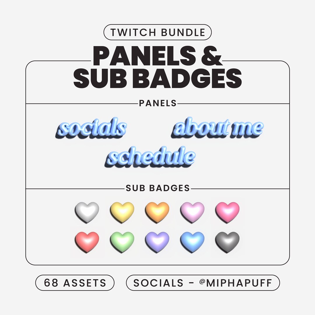 Baby Blue & Pastel Love TWITCH BUNDLE Twitch Panels Twitch Sub Badges ...