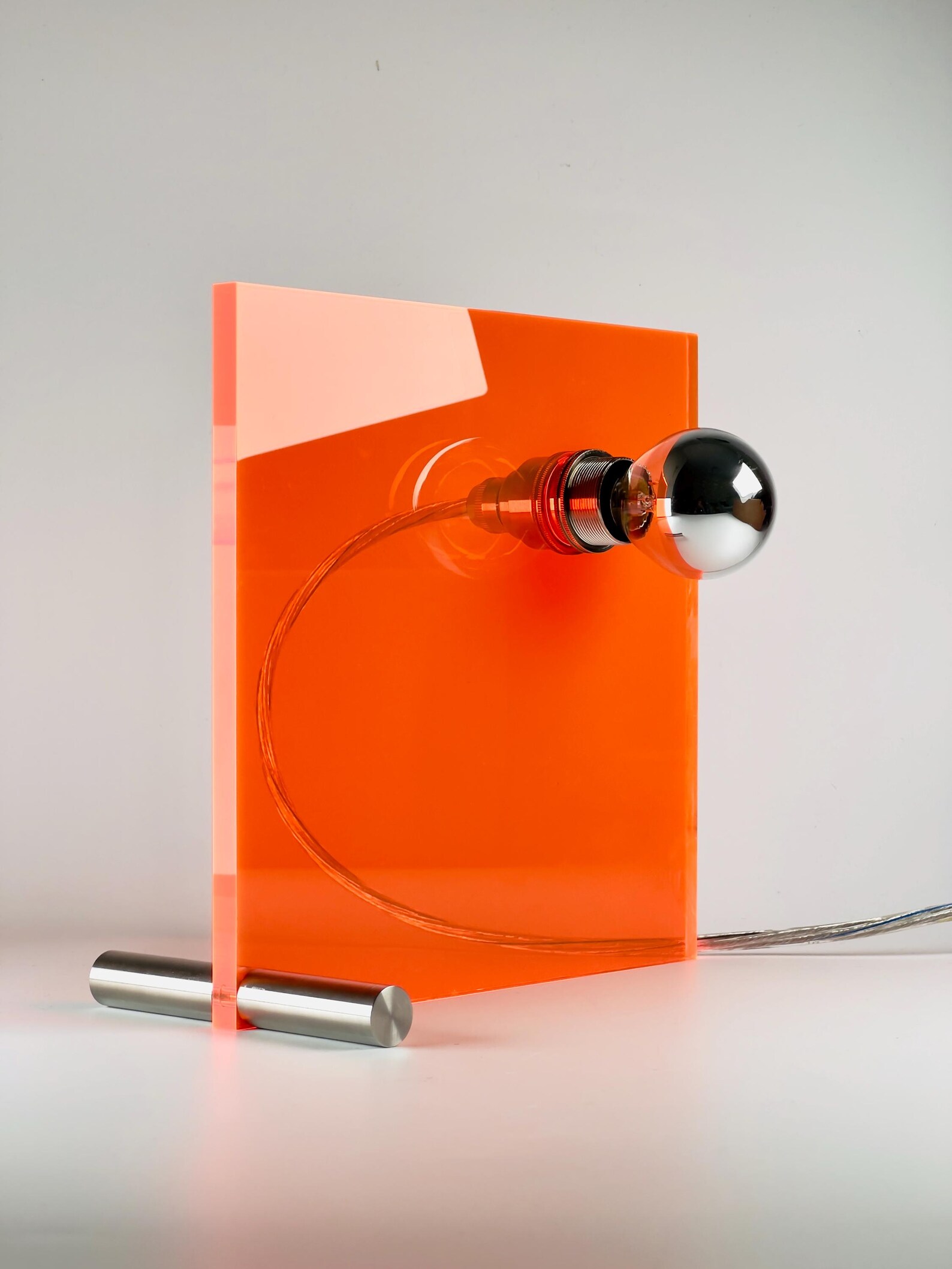 Sedgley Minimalist Lamp Perspex Plexiglass Neon Orange Designed & Made ...