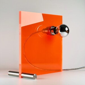 Sedgley Minimalist Lamp Perspex Plexiglass Neon Orange Designed & Made ...