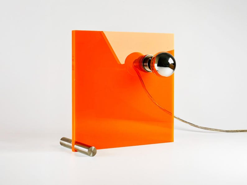 Sedgley Minimalist Lamp | Perspex Plexiglass | Neon Orange | Designed ...