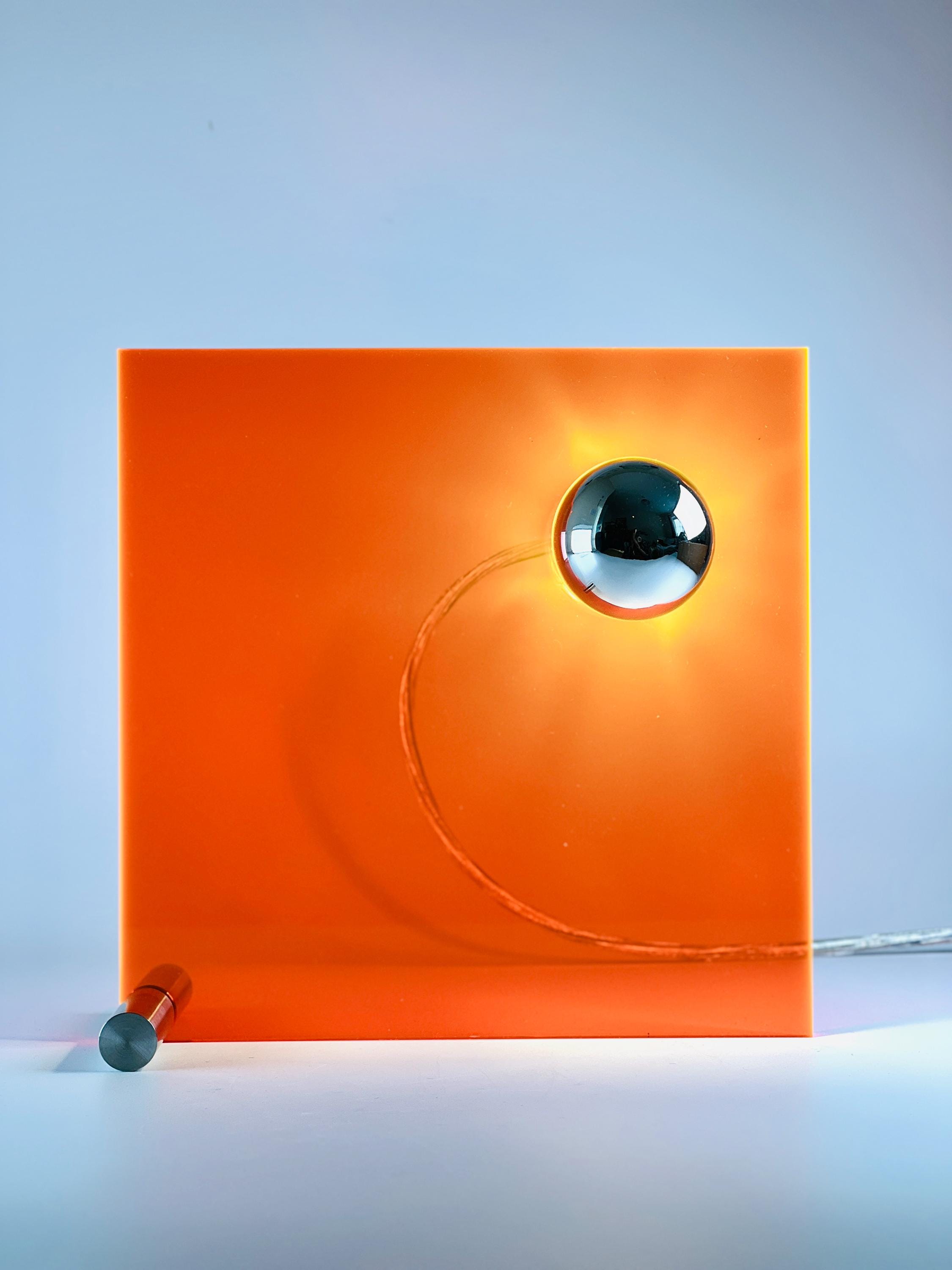 Sedgley Minimalist Lamp Perspex Plexiglass Neon Orange Designed & Made ...